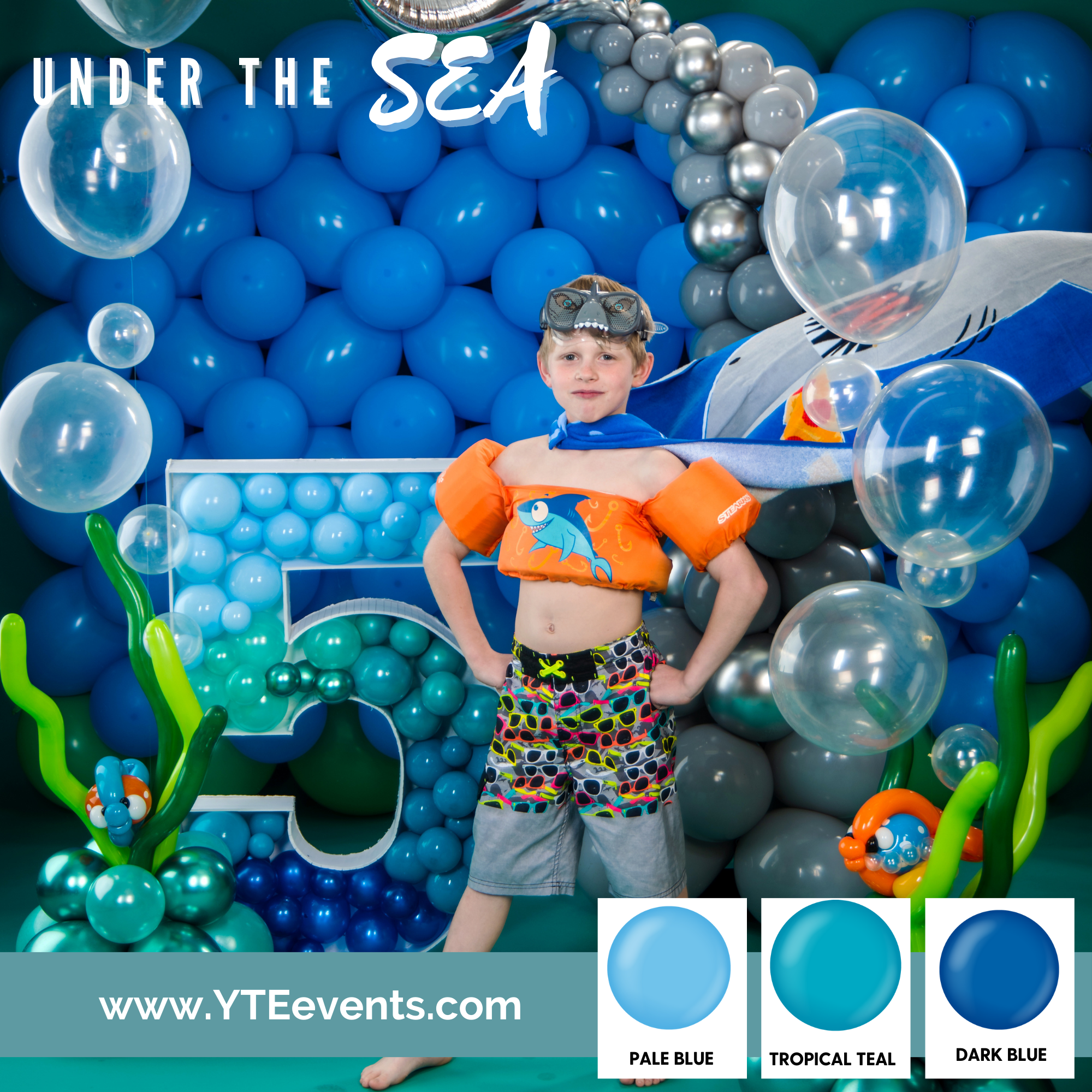 Fun Ocean Themed Summer Pool Party with Balloon Decor